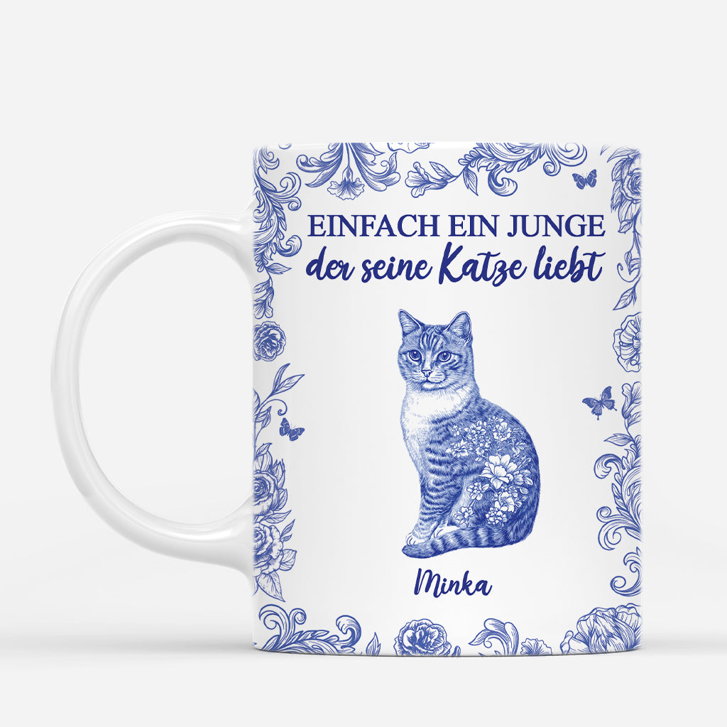 Toile De Jouy Einfach Ein Junge Der Seine Katze Liebt - Personalisiert ...