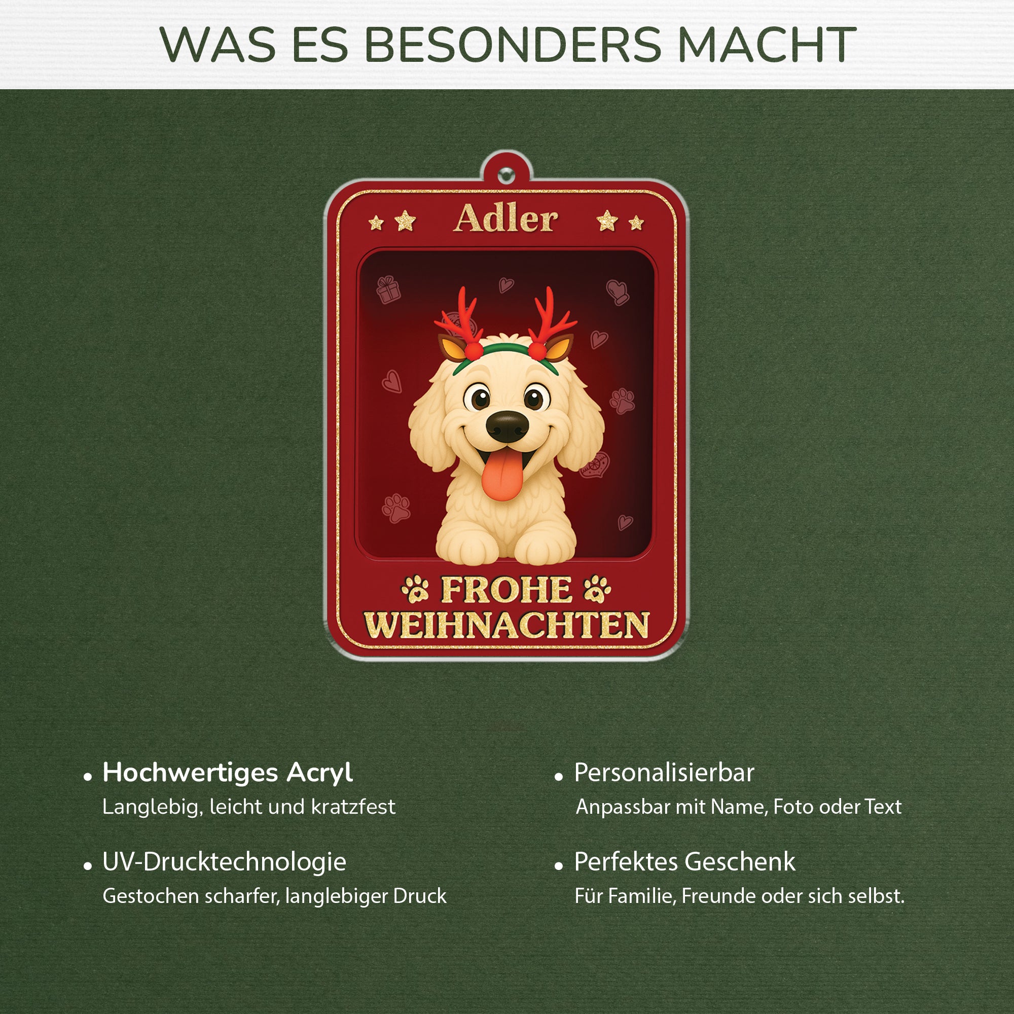 [3D-Druck-Effekt] Merry Woofmas - Personalisierte Geschenke Für Hundeb ...