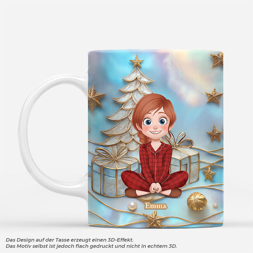 Frau Oder Mann Cartoon Mit Tannenbaum - Personalisierte Weihnachtsgesc ...